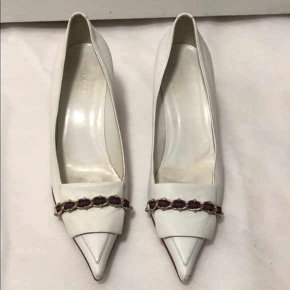 Gucci | Shoes | Gucci White Pointed Toe 2 Heel | Poshmark